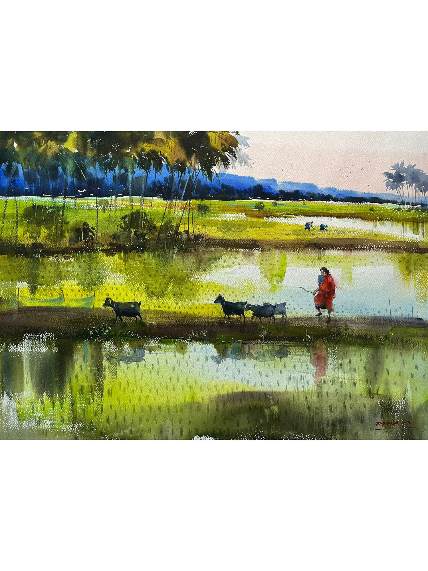 Exotic India Paddy Field | Watercolor On Paper | By Santu Naskar ...